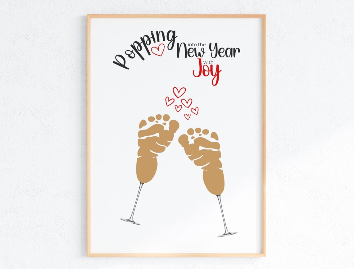 New Years Footprint Art, Baby Footprint Art, New Years Handprint, Baby ...
