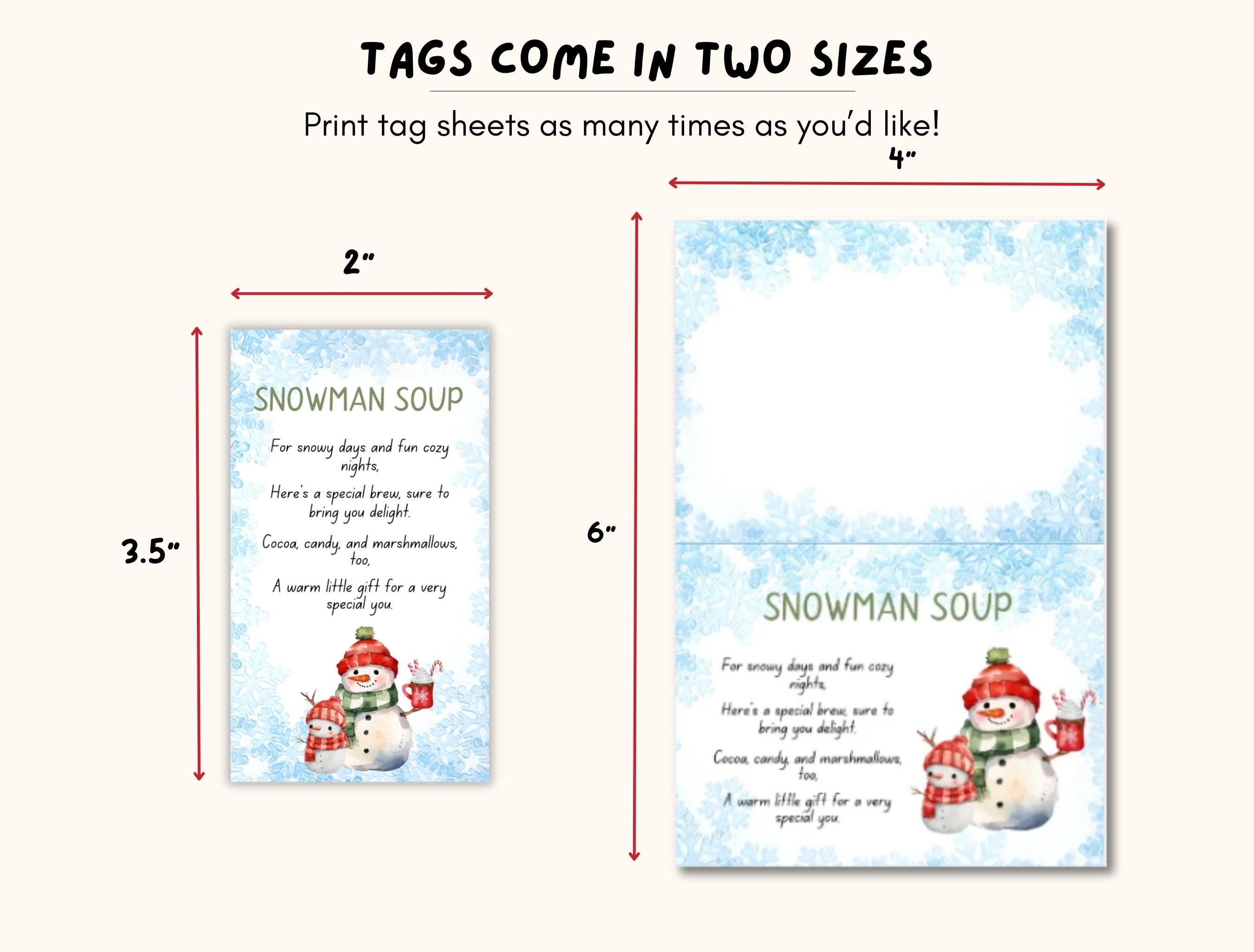 Snowman Soup, Snowman Soup Printable, Snowman Soup Tag, Snowman Soup ...