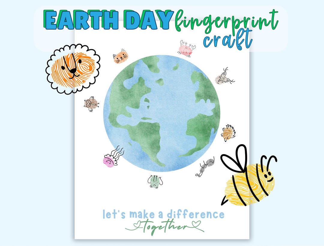 Earth Day Fingerprint Craft, Earth Day Fingerprint Art, Handprint Art ...