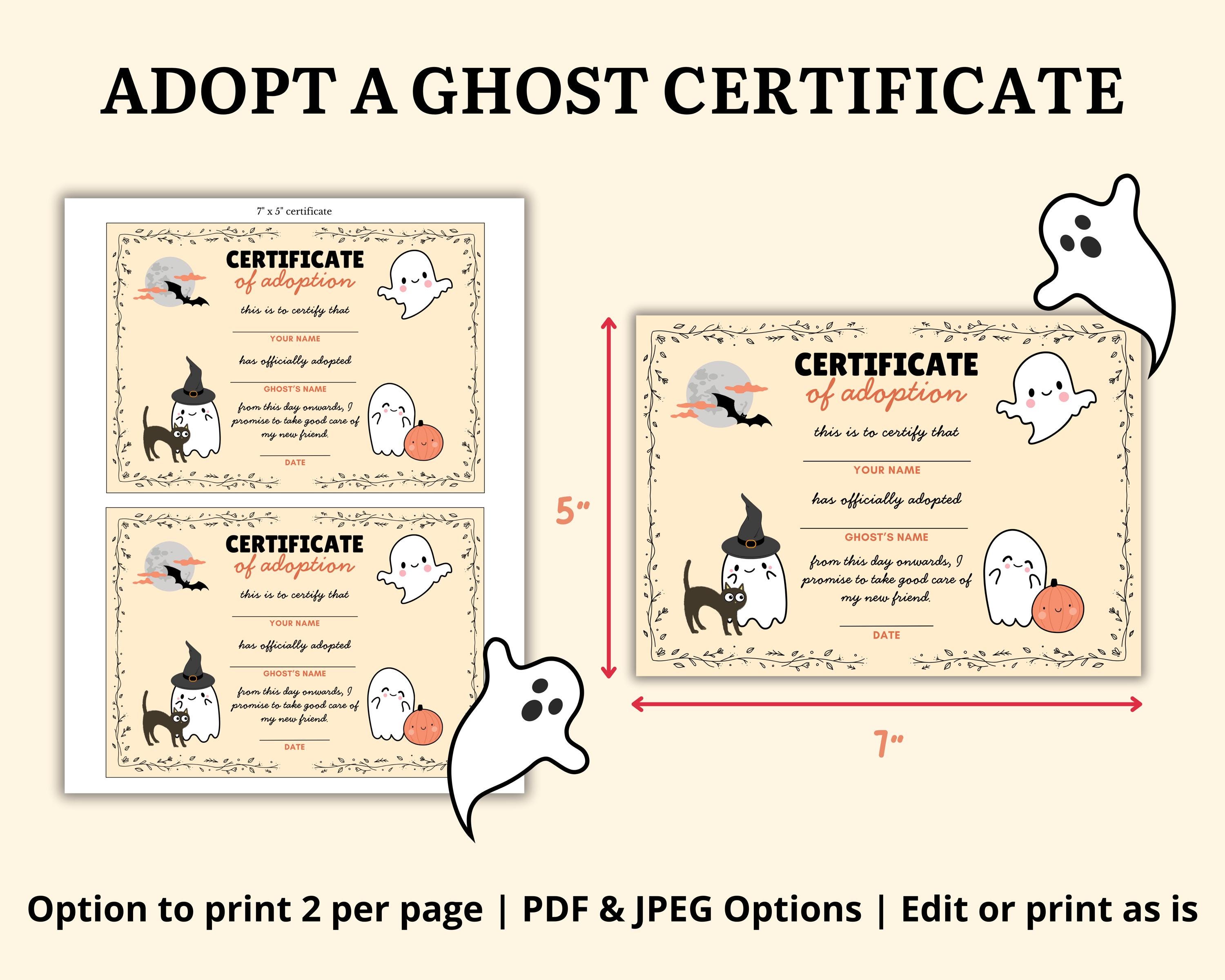 Editable Adopt a Ghost Buddy Template Bundle, Build a Ghost Halloween ...