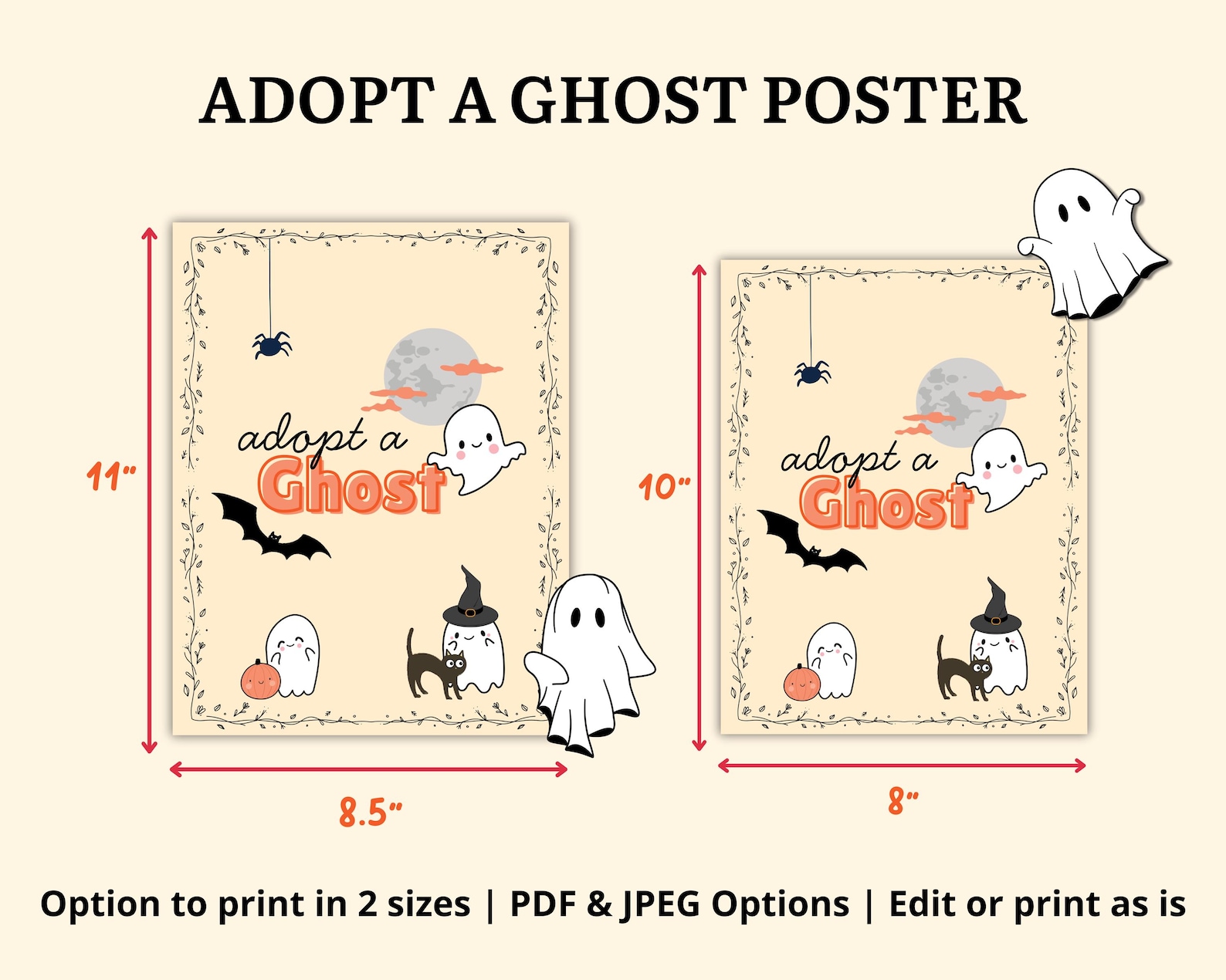Editable Adopt a Ghost Buddy Template Bundle, Build a Ghost Halloween ...