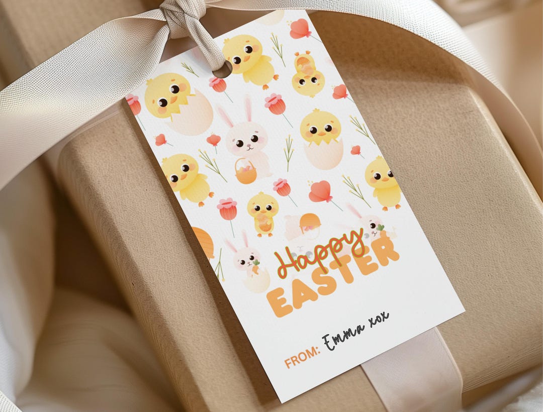 Cute Easter Basket Tag, Printable Easter Gift Tag, Easter Class Gift ...