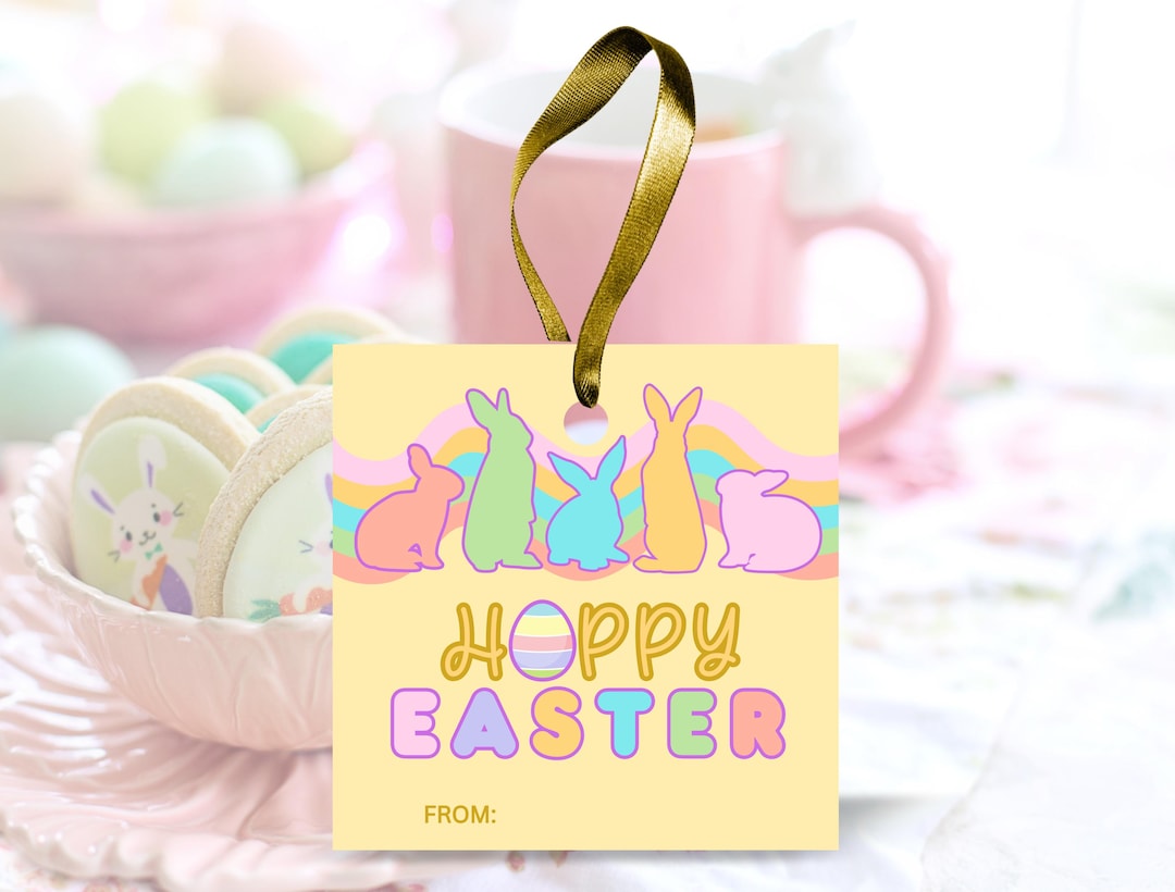 Hoppy Easter Basket Tag, Printable Easter Gift Tag, Easter Class Gift ...