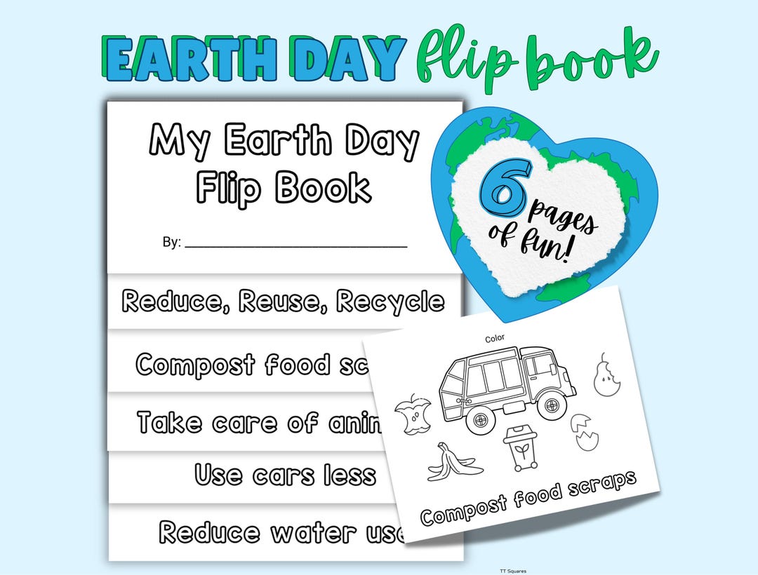 Earth Day Flip Book Educational Puzzles and Coloring Pages for Kids ...