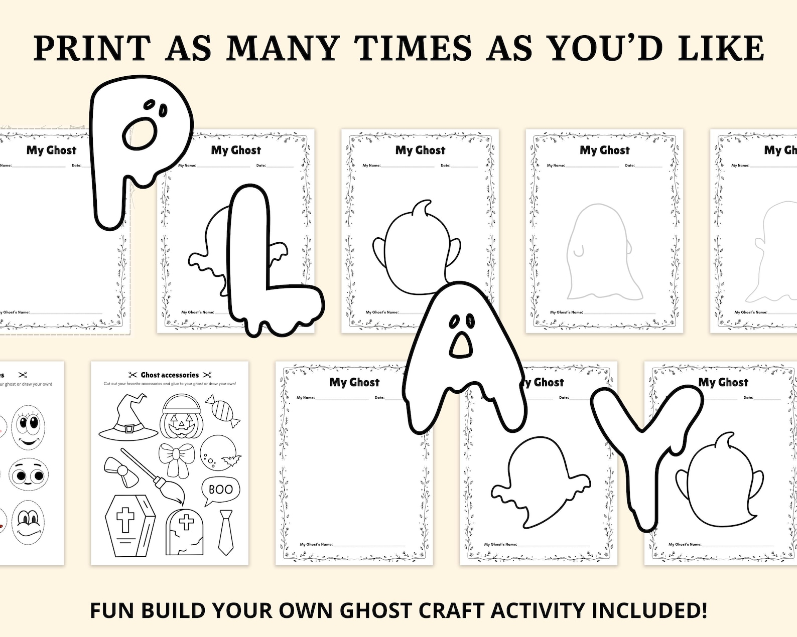 Editable Adopt a Ghost Buddy Template Bundle, Build a Ghost Halloween ...