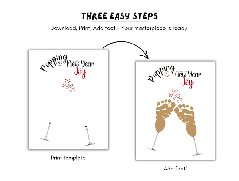 New Years Footprint Art, Baby Footprint Art, New Years Handprint, Baby ...