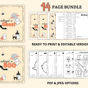Editable Adopt a Ghost Buddy Template Bundle, Build a Ghost Halloween ...
