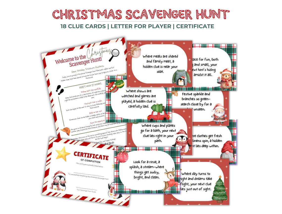 Christmas Scavenger Hunt, Christmas Scavenger Hunt for Kids, Christmas ...