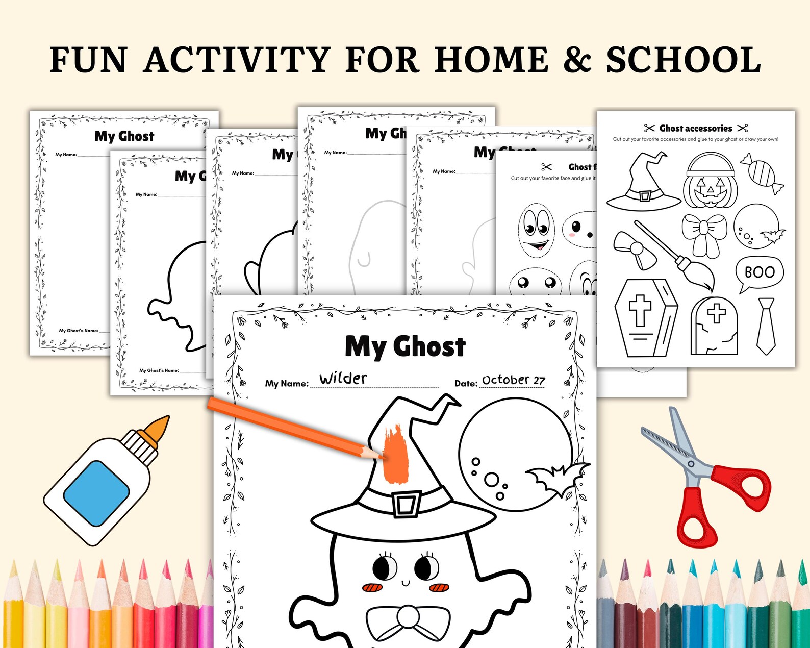 Editable Adopt a Ghost Buddy Template Bundle, Build a Ghost Halloween ...