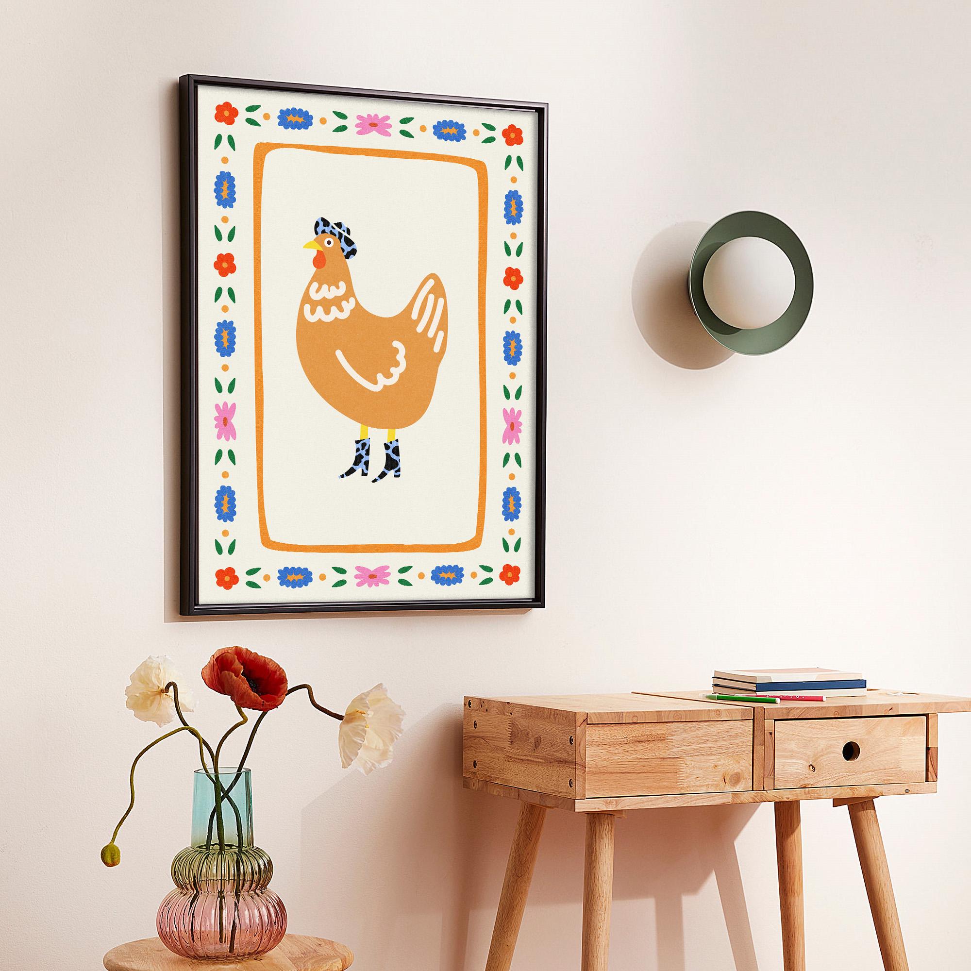 Cowboy Chicken Print, Chicken Wall Art, Cottage Core Wall Art, Funny ...