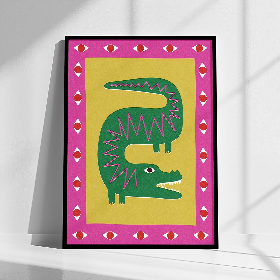 Colorful Crocodile Art Print, Quirky Wall Art, Poster for Kids, Wall ...