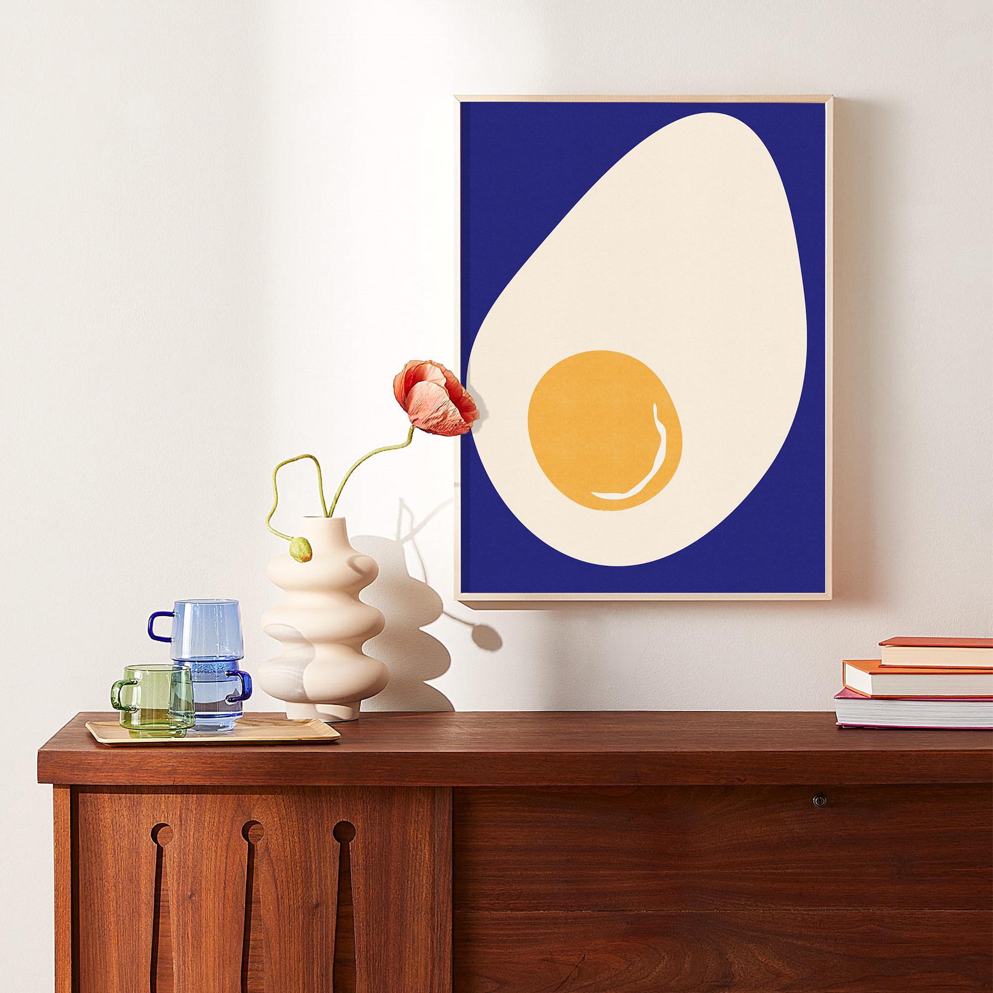 Egg Poster, Minimalist Egg Art, Egg Wall Art, Colorful Wall Art, Fried ...