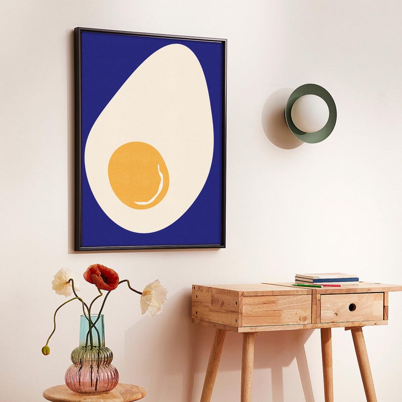 Egg Poster, Minimalist Egg Art, Egg Wall Art, Colorful Wall Art, Fried ...