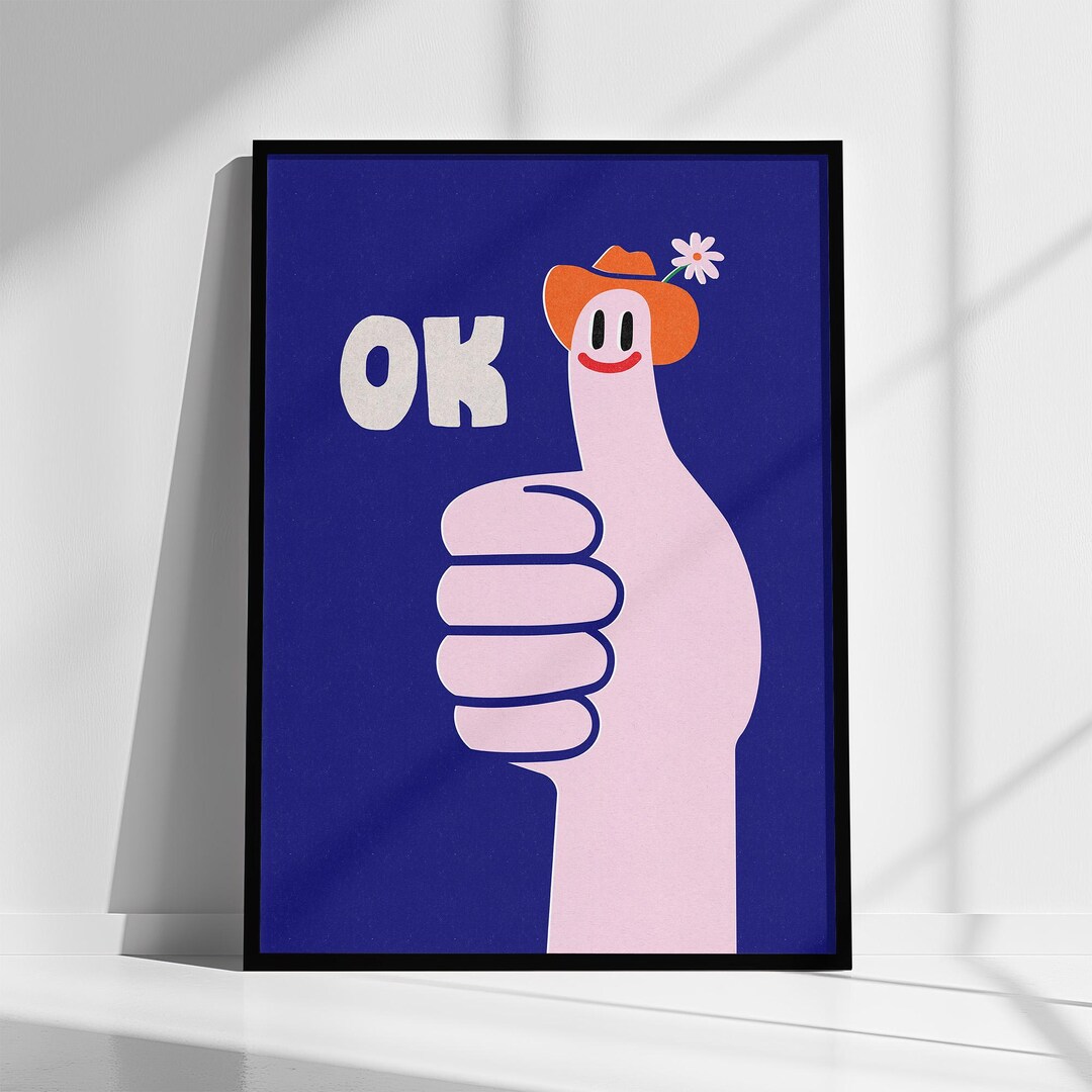 Thumbs up Print, Wall Art, Poster for Kids, Mental Health Print, Funny ...