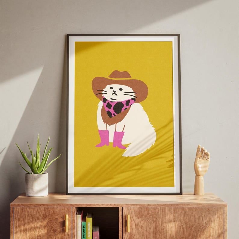 Western Cat Print, Cat With Cowboy Hat and Cowboy Boots, Cat Lover Gift ...