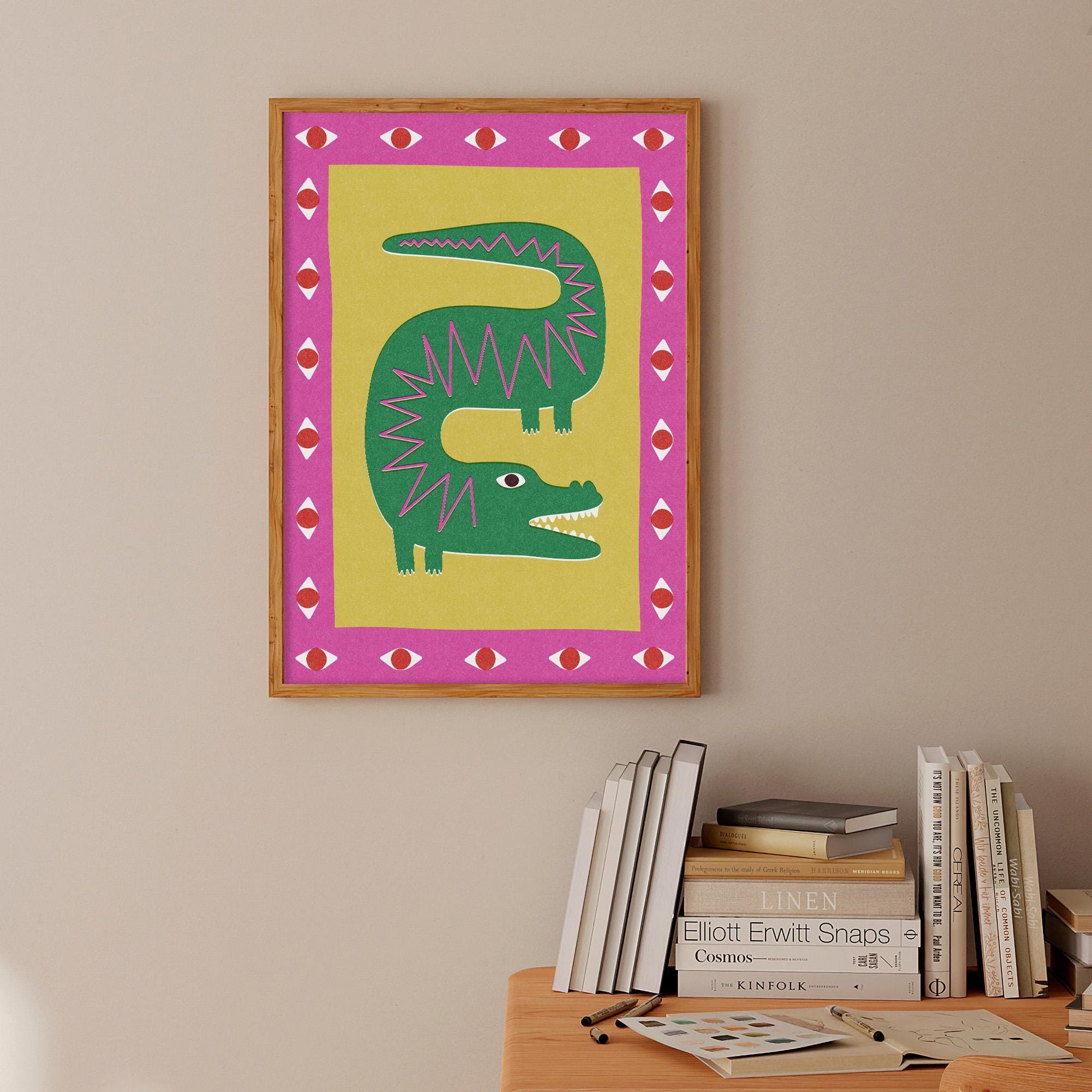 Colorful Crocodile Art Print, Quirky Wall Art, Poster for Kids, Wall ...
