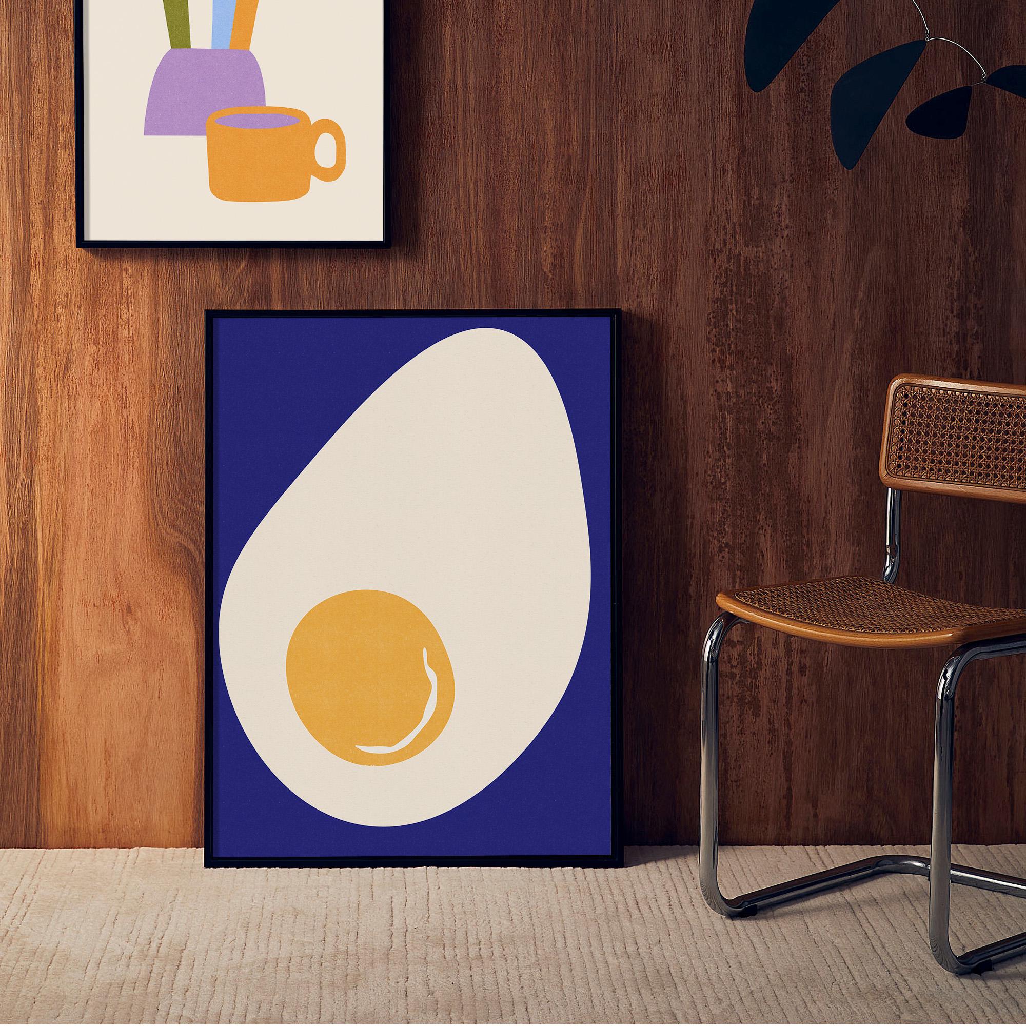 Egg Poster, Minimalist Egg Art, Egg Wall Art, Colorful Wall Art, Fried ...