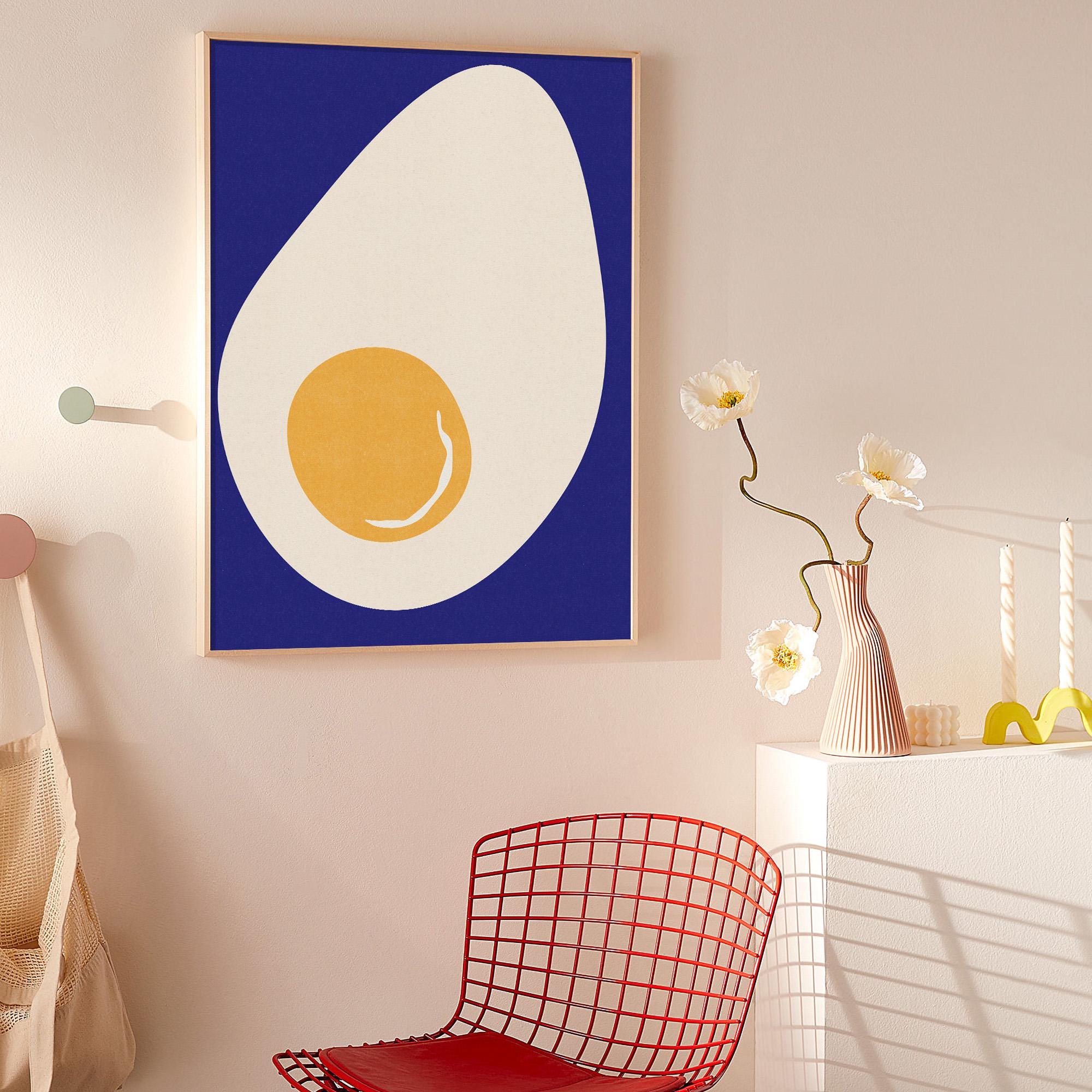 Egg Poster, Minimalist Egg Art, Egg Wall Art, Colorful Wall Art, Fried ...