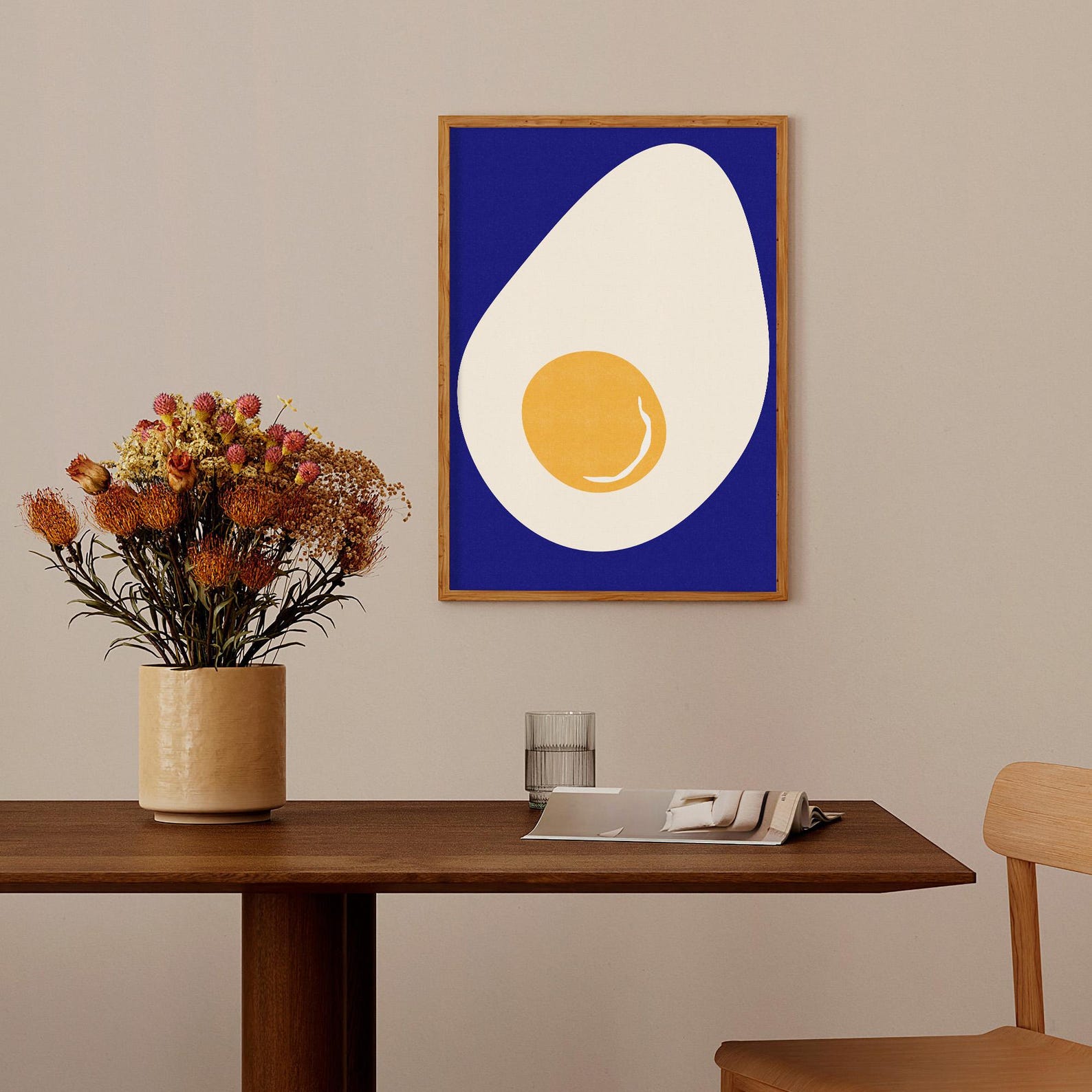 Egg Poster, Minimalist Egg Art, Egg Wall Art, Colorful Wall Art, Fried ...
