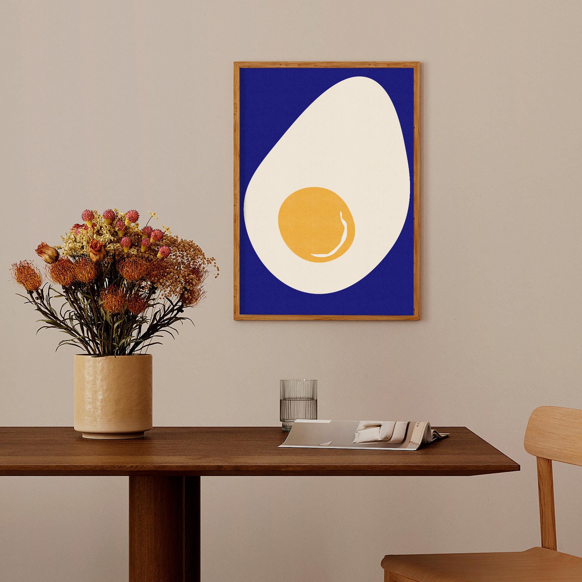 Egg Poster, Minimalist Egg Art, Egg Wall Art, Colorful Wall Art, Fried ...