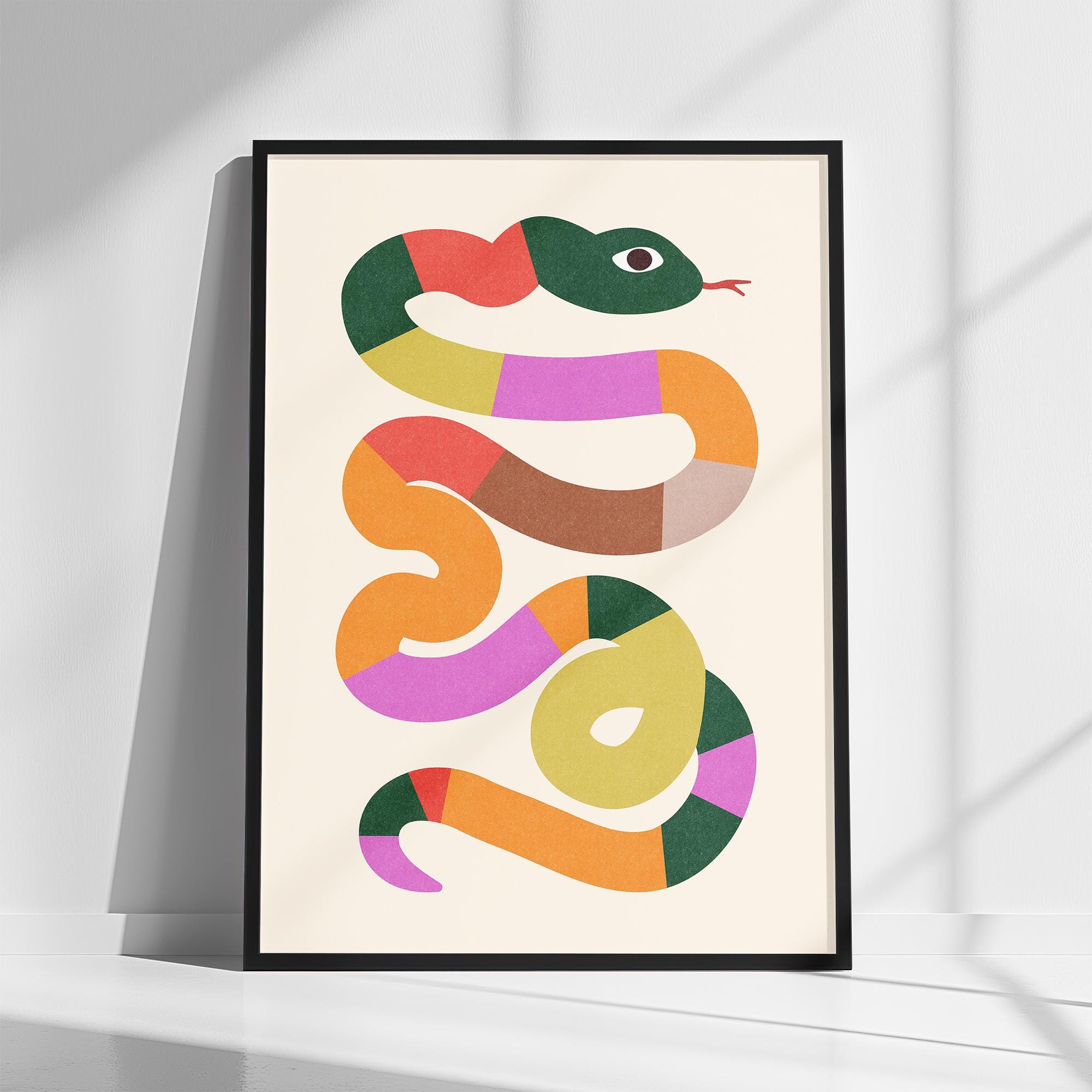 Colorful Snake Art Print, Quirky Wall Art, Poster for Kids, Wall Decor ...