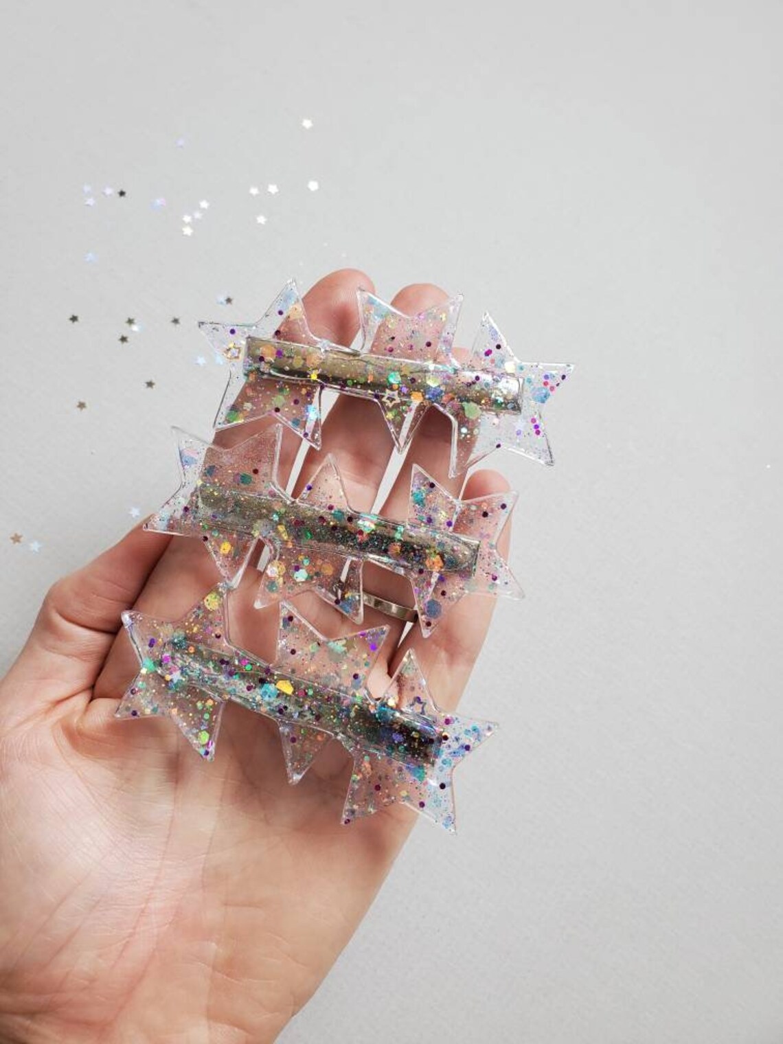 Magical | Triple Star Glittery 3-inch | Resin | Acrylic | Glitter ...
