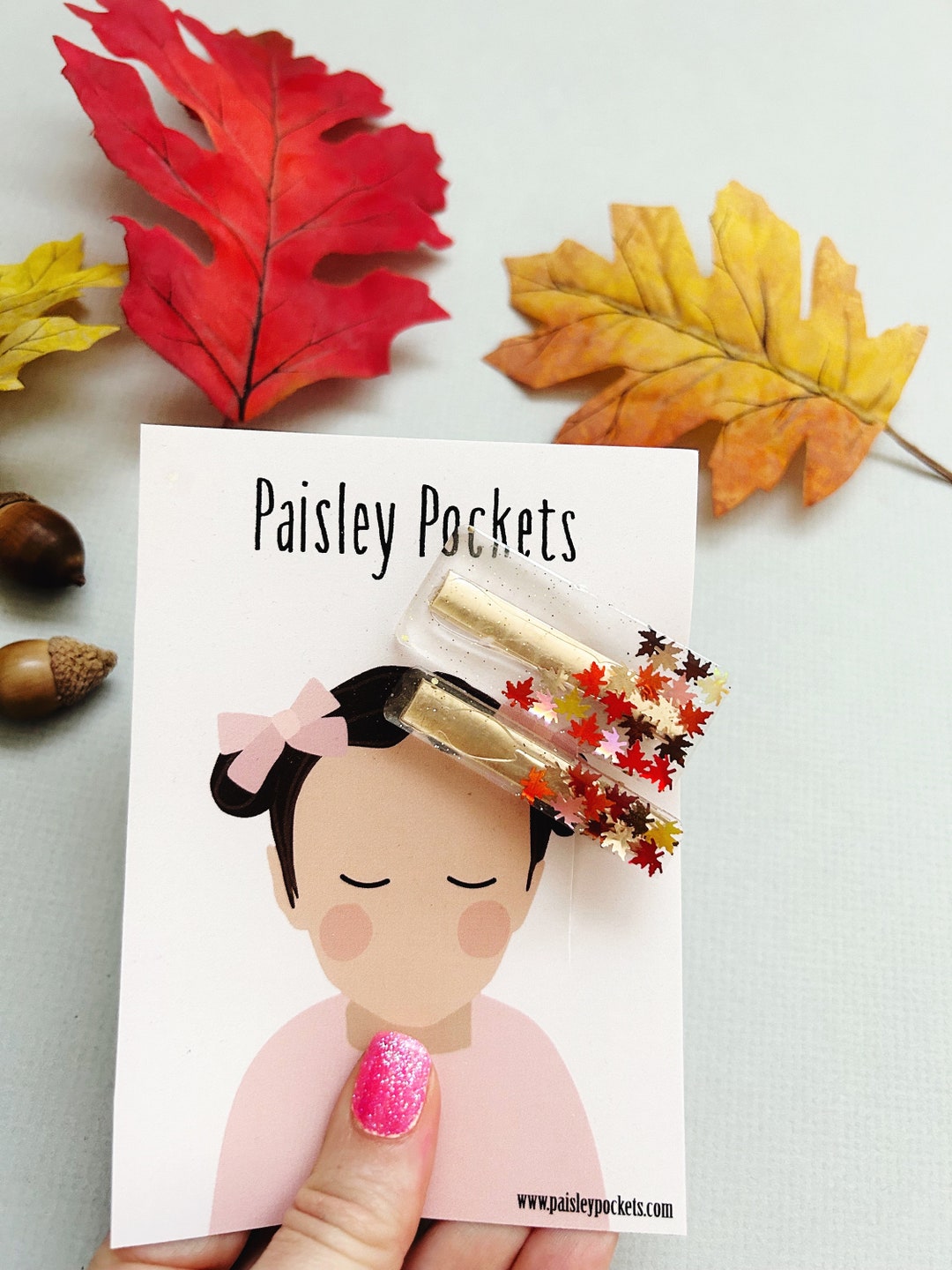 Falling Leaves Autumn Resin Acrylic Glitter Hair Clip - Etsy