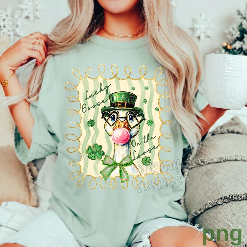 Retro St Patrick's Day PNG, Goose Wearing Glasses Sublimation, Lucky ...