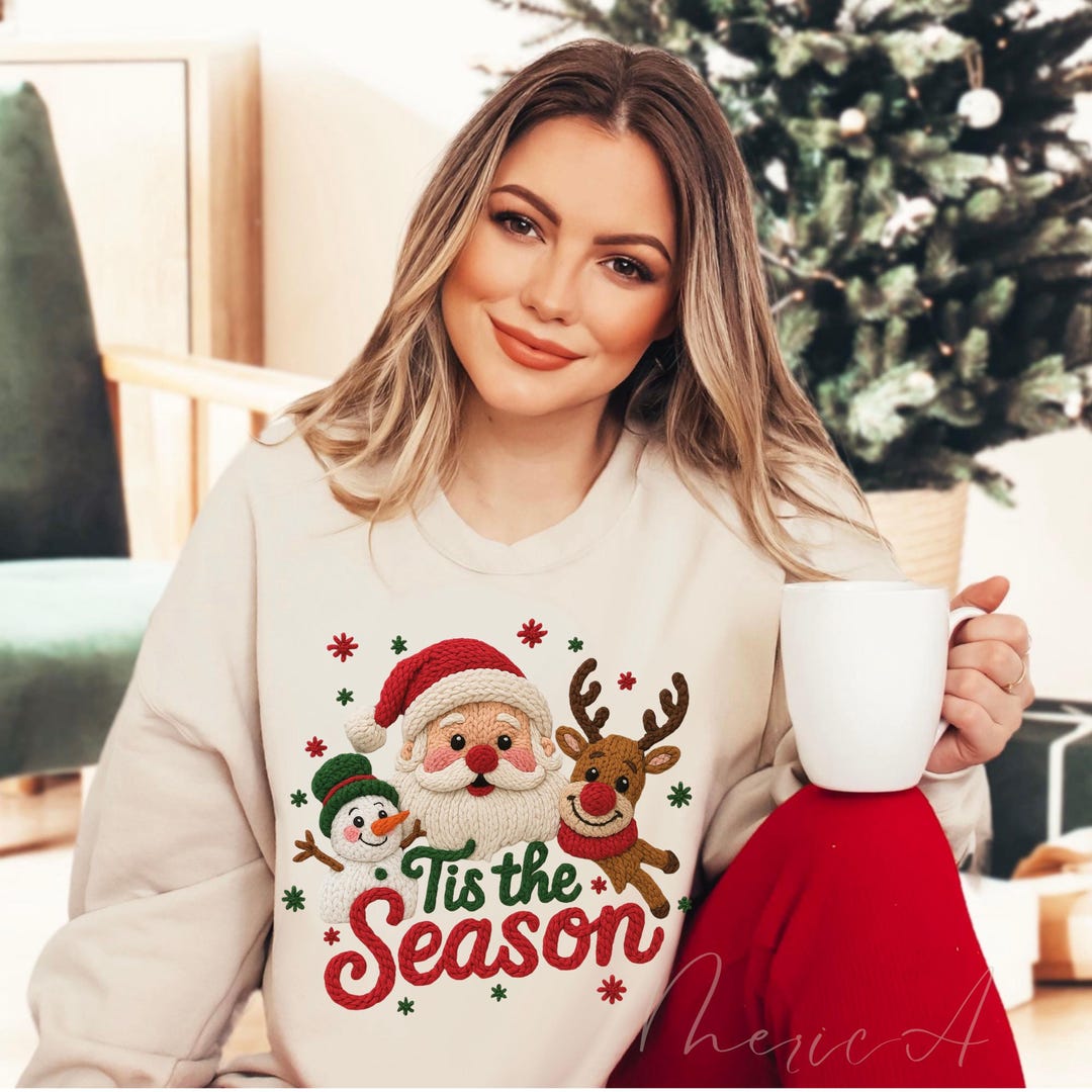 Tis the Season Crochet PNG, Faux Yarn Christmas Caracter PNG, Christmas ...