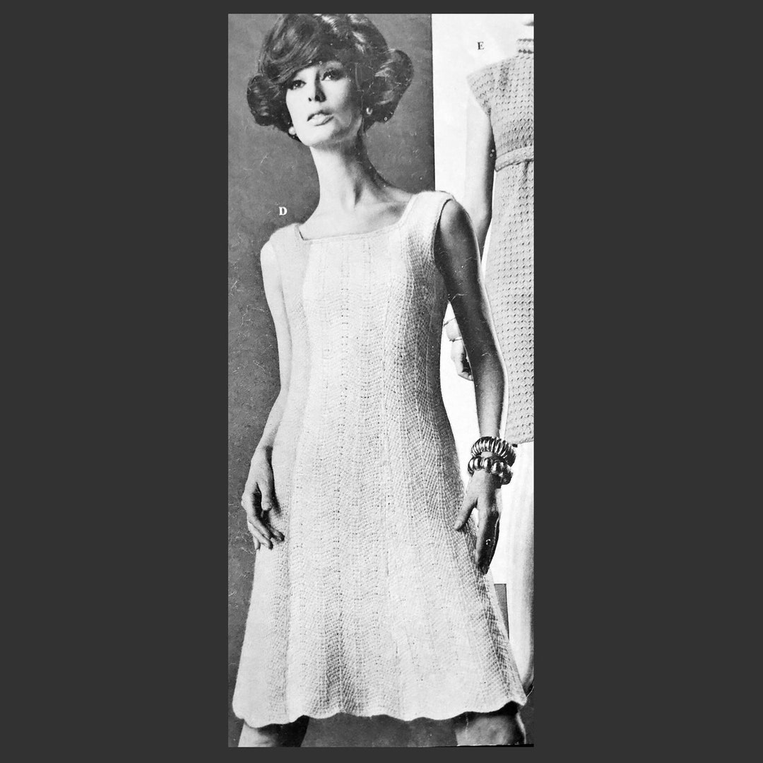 Shaded Panel A-line Crochet Dress Vintage PDF Pattern - Etsy