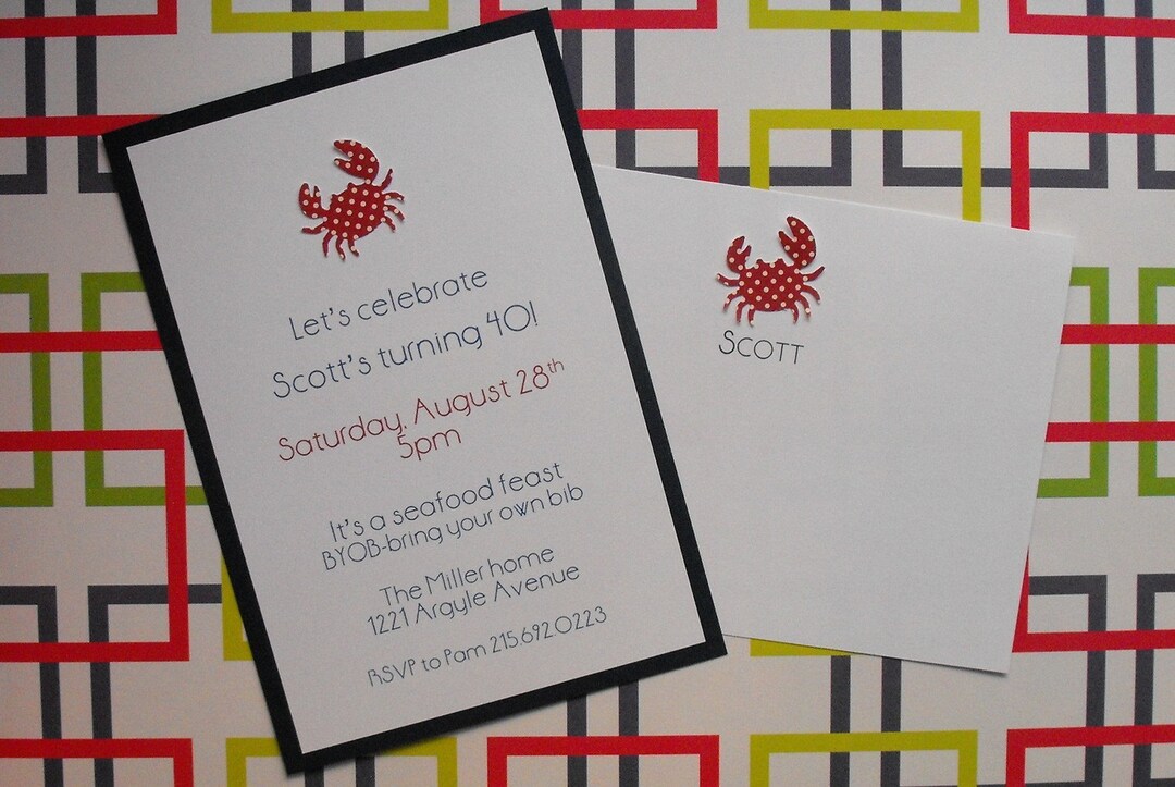 Crabby Party Invite and Thank You Set - Etsy