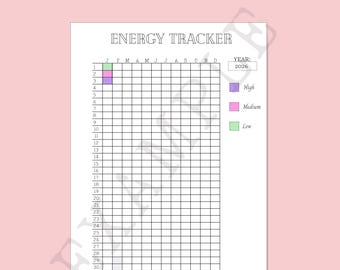 Energy Tracker Printable Daily Mood Log Productivity Journal Page ...