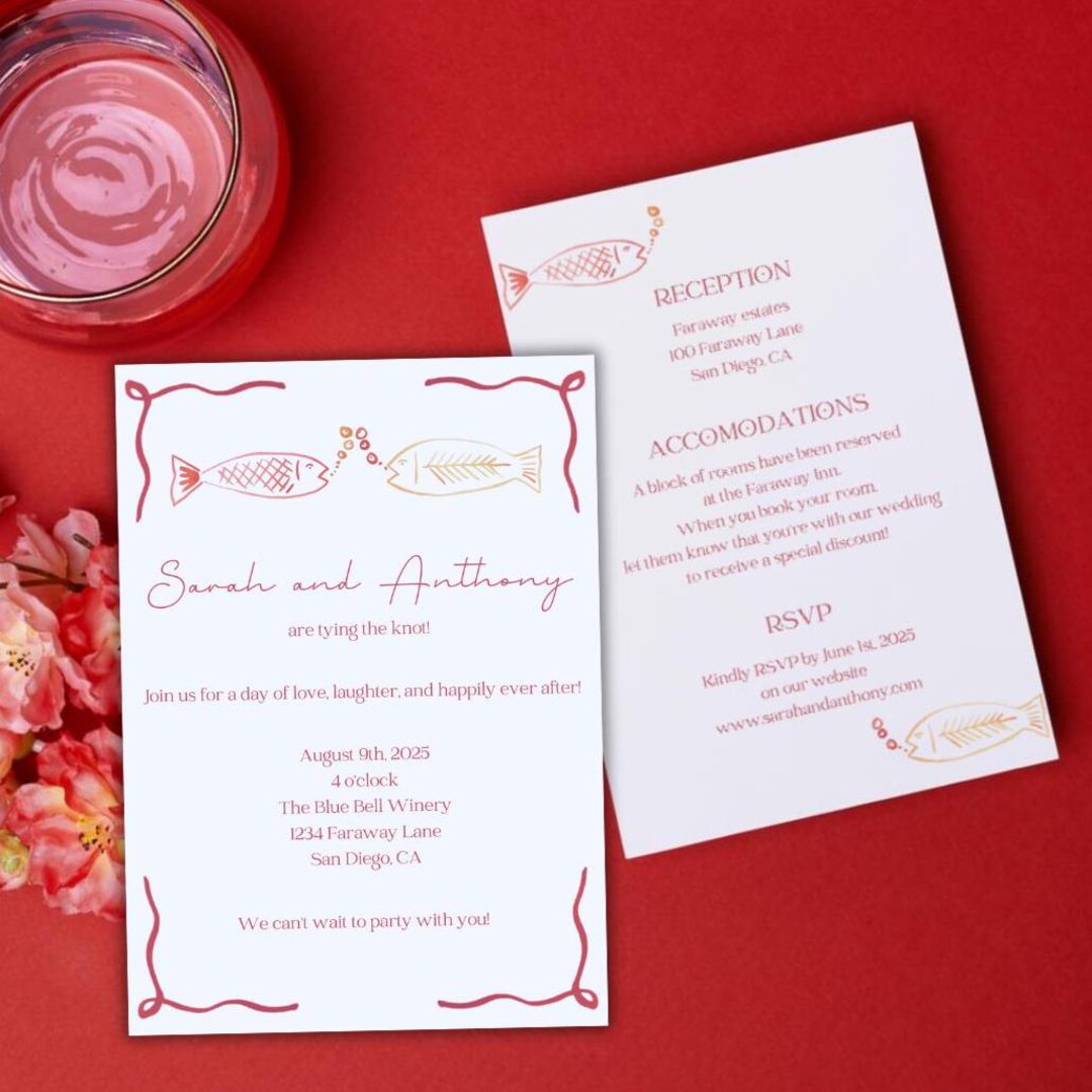 Fun Wedding Invite, Maximalist Wedding Invite, Tying the Knot Wedding ...