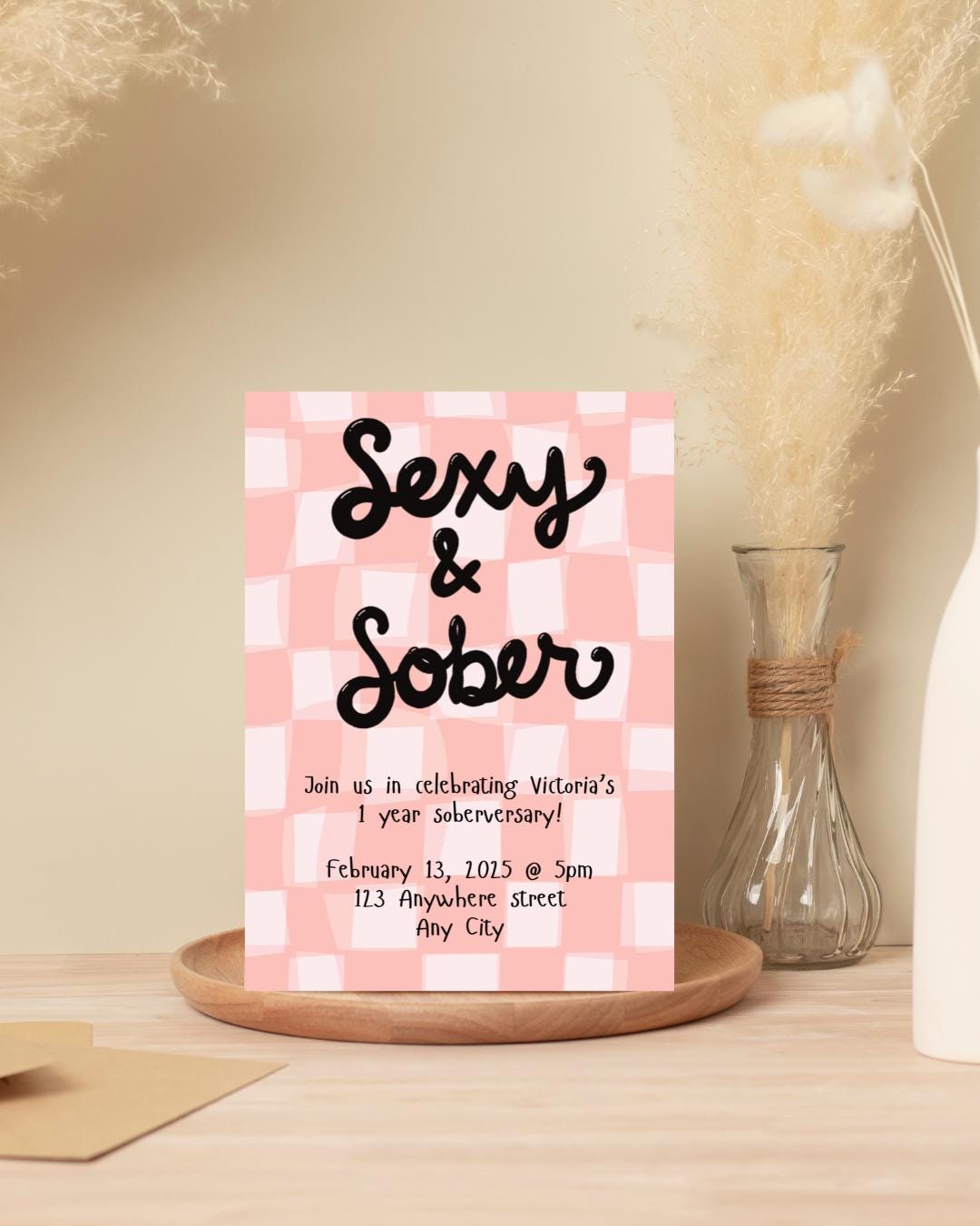 Sober Birthday Party Invitation, Sober Birthday Invite, One Year ...