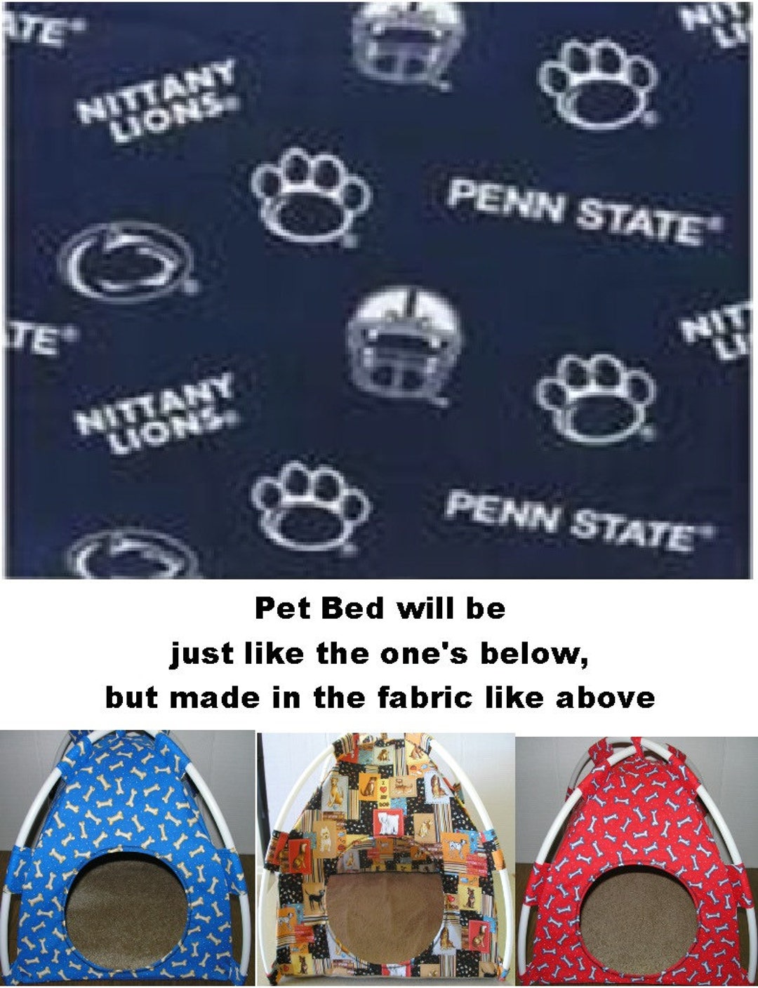 Pup Tent Style Pet Bed for Small Animals Penn State Nittany Lions ...