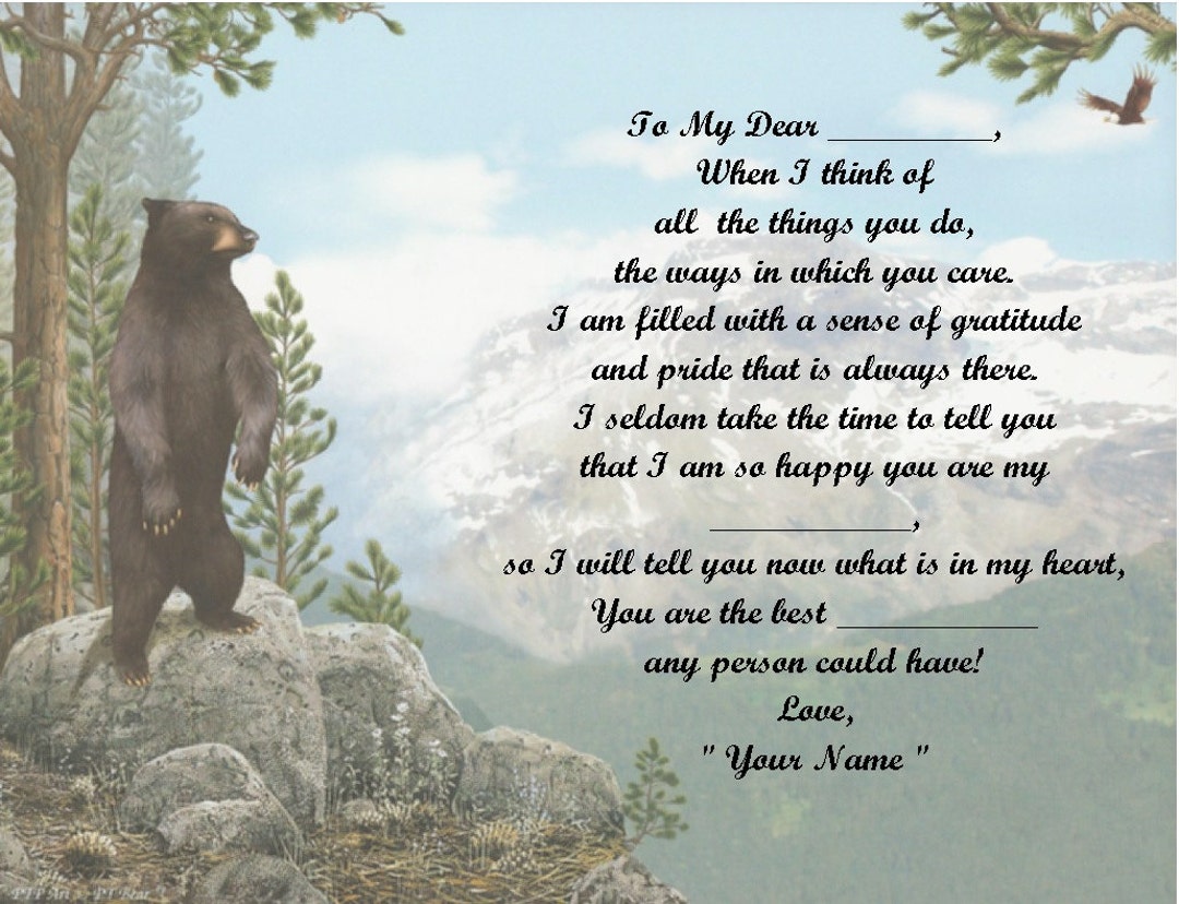 Bear Personalized Poem Print Over 50 Relative Options Available for ...