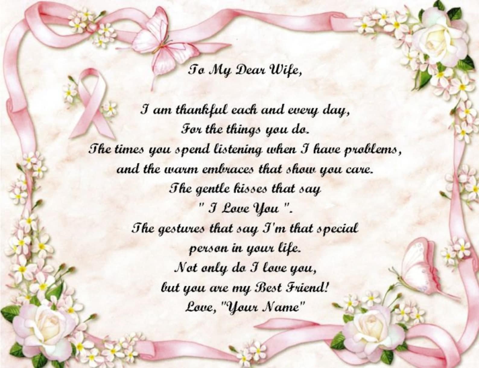 Pink Ribbon Breast Cancer Personalized Poem Print Over 30 - Etsy
