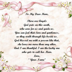 Pink Ribbon Breast Cancer Personalized Poem Print Over 30 Relative ...