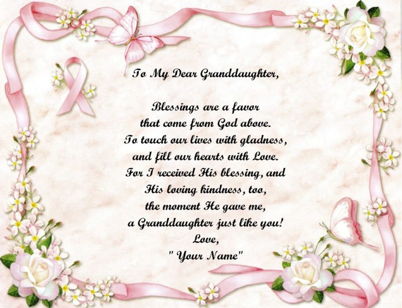 Pink Ribbon Breast Cancer Personalized Poem Print Over 30 - Etsy