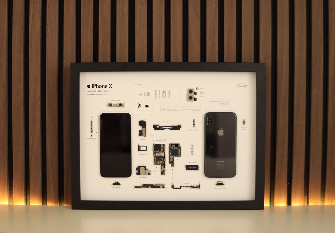 Framed iPhone X - Retro Tech Wall Art - White Background - Etsy