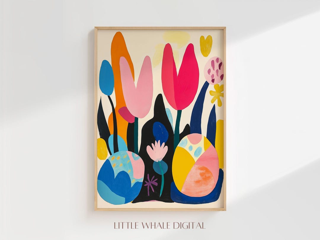 Colorful Abstract Easter Print, Printable Modern Spring Flower Art ...