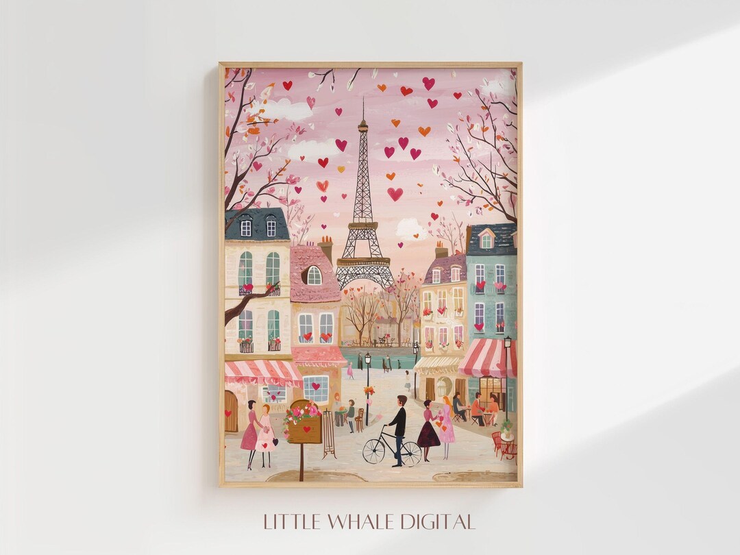 Printable Valentines Day Wall Art, Romantic Pink Paris Print ...