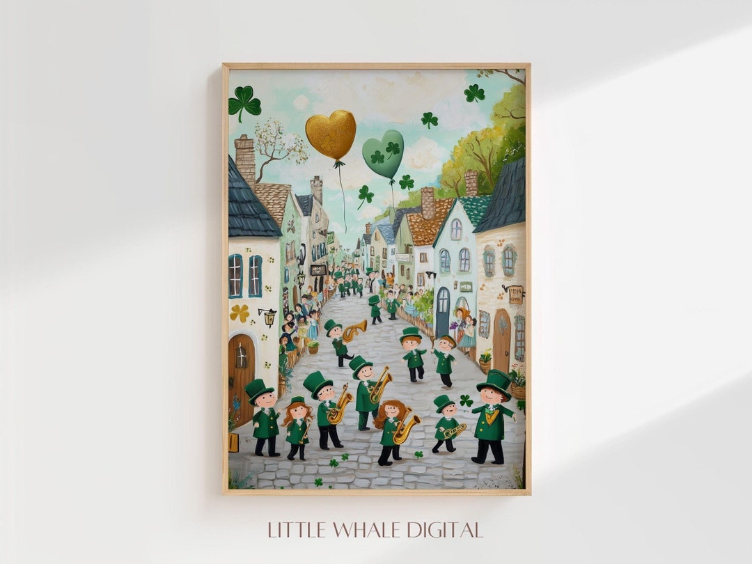 Cute St. Patricks Parade Celebration Wall Art, St. Patricks Day Town ...