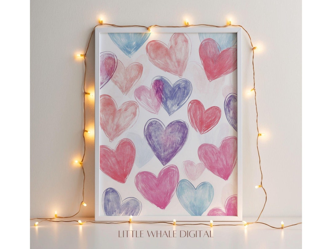 Printable Love Heart Valentines Wall Art, Romantic Valentines Day Print ...