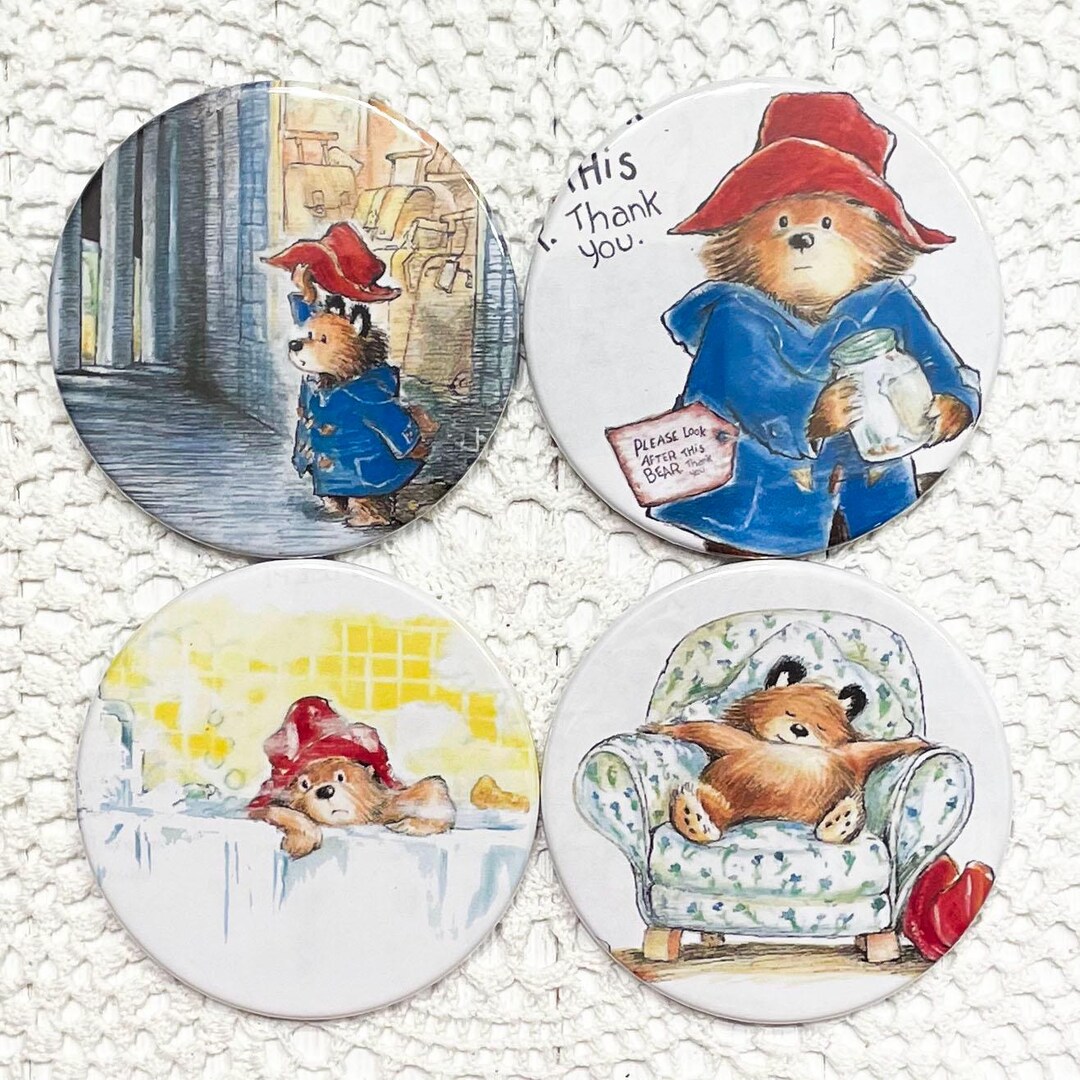 PADDINGTON BEAR Coasters Set of 4 Round Coasters Created From Recycled ...