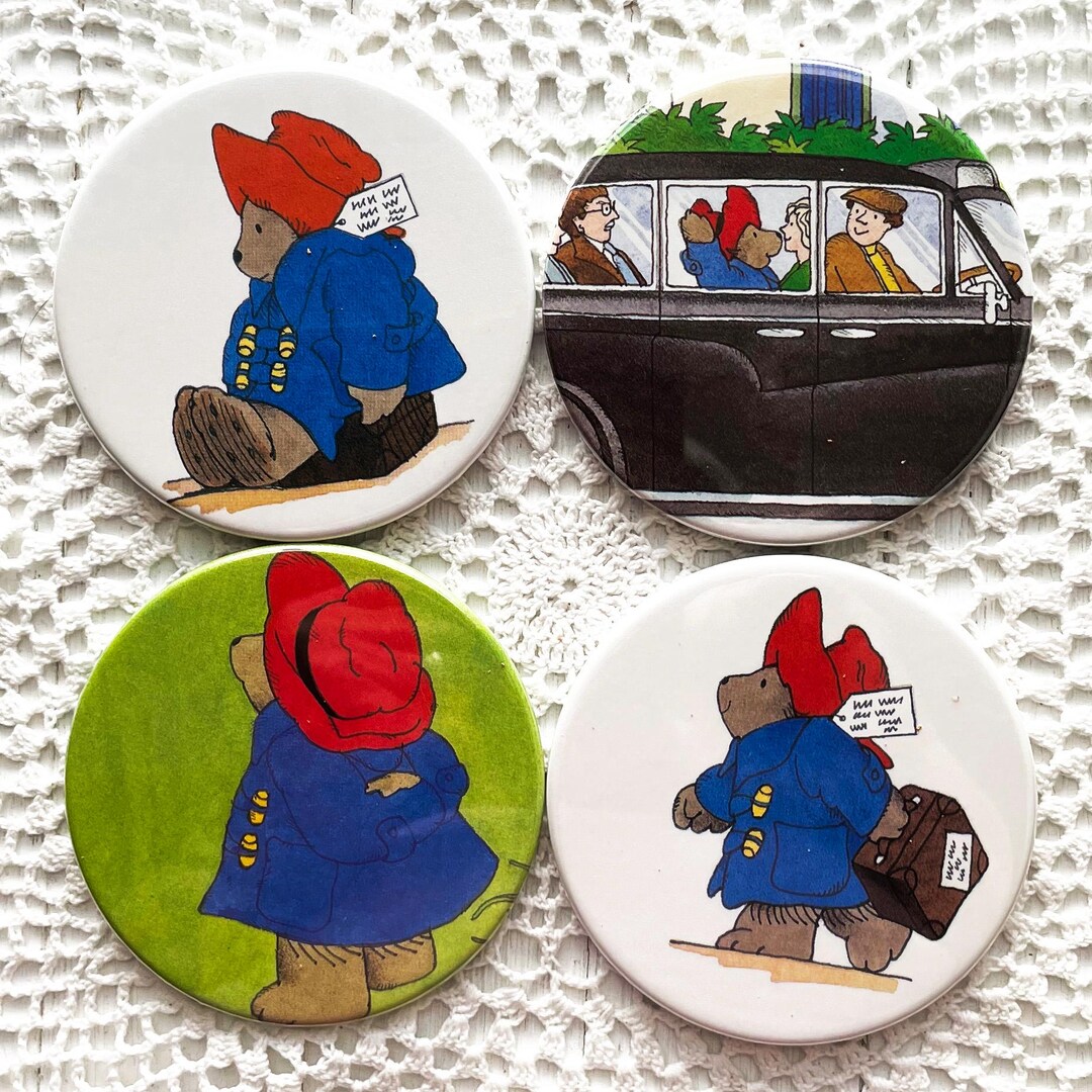 PADDINGTON BEAR COASTERS Set of 4 Round Coasters Created From Recycled ...