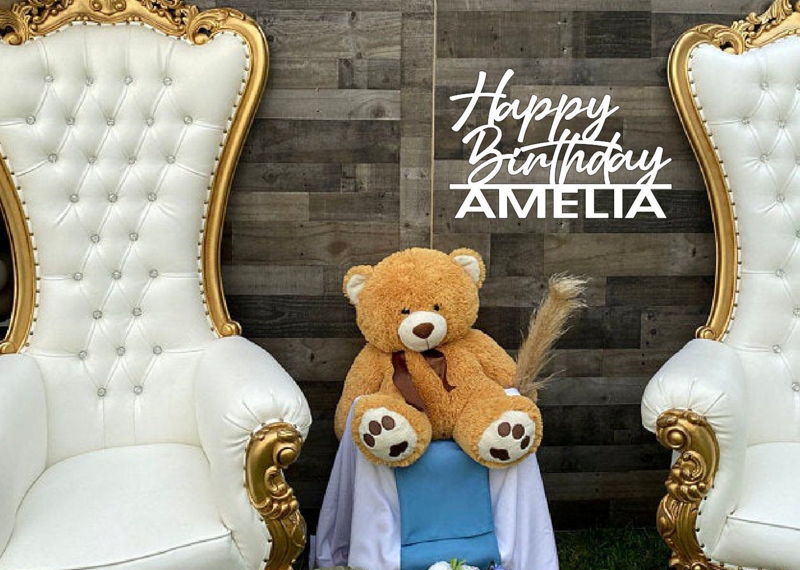 Happy Birthday Sign With Name, Happy Birthday Banner, Unfinished Wood ...