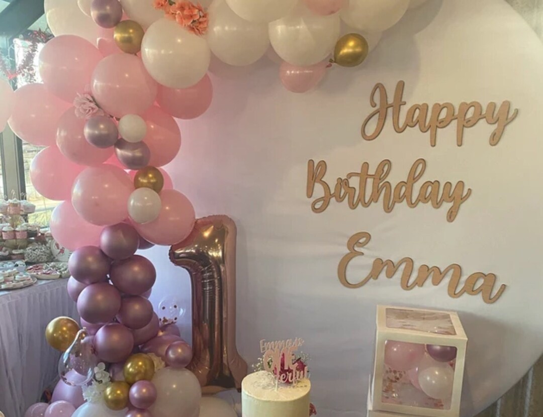 Happy Birthday With Name Sign 3 Words, 10 X 26 Inch Each Wordy , Wall ...