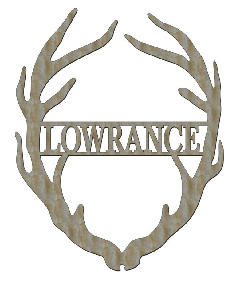 Unfinished Wood Deer Antler Frame With Name Monogram 22 Inch Etsy