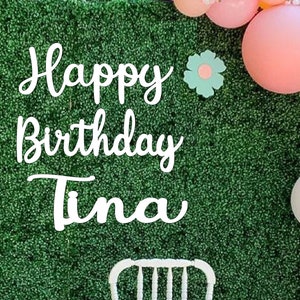 Happy Birthday With Name Sign 3 Words 10 X 26 Inch Each, Style PNKS ...